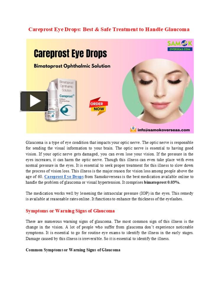 PPT – Careprost Eye Drops: Best & Safe Treatment to Handle Glaucoma PowerPoint presentation ...