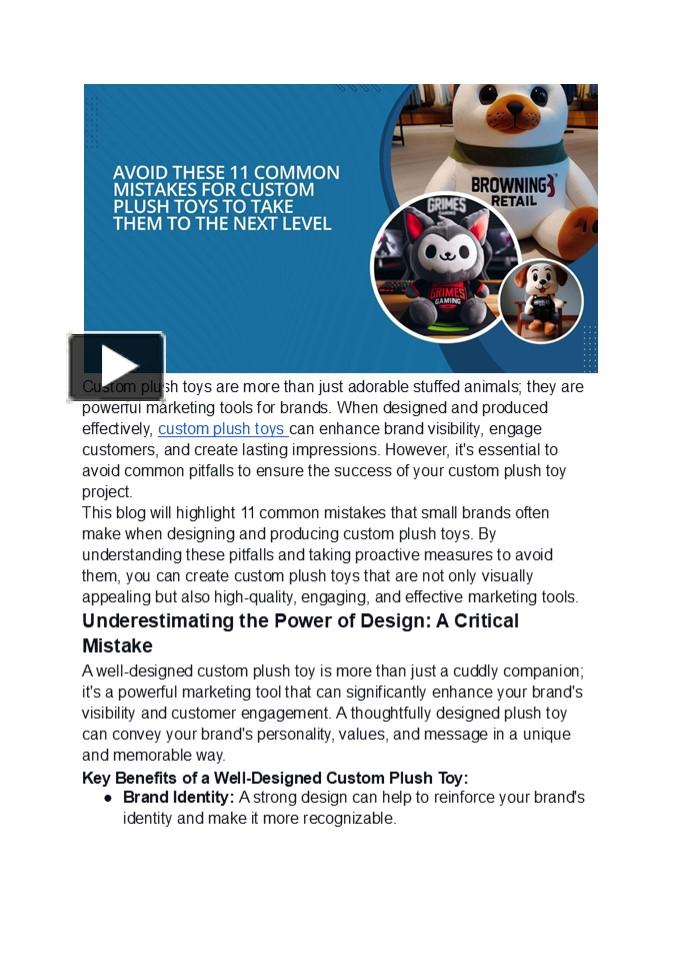PPT – Avoid These 11 Common Mistakes for Custom Plush Toys to Take Them to the Next Level ...