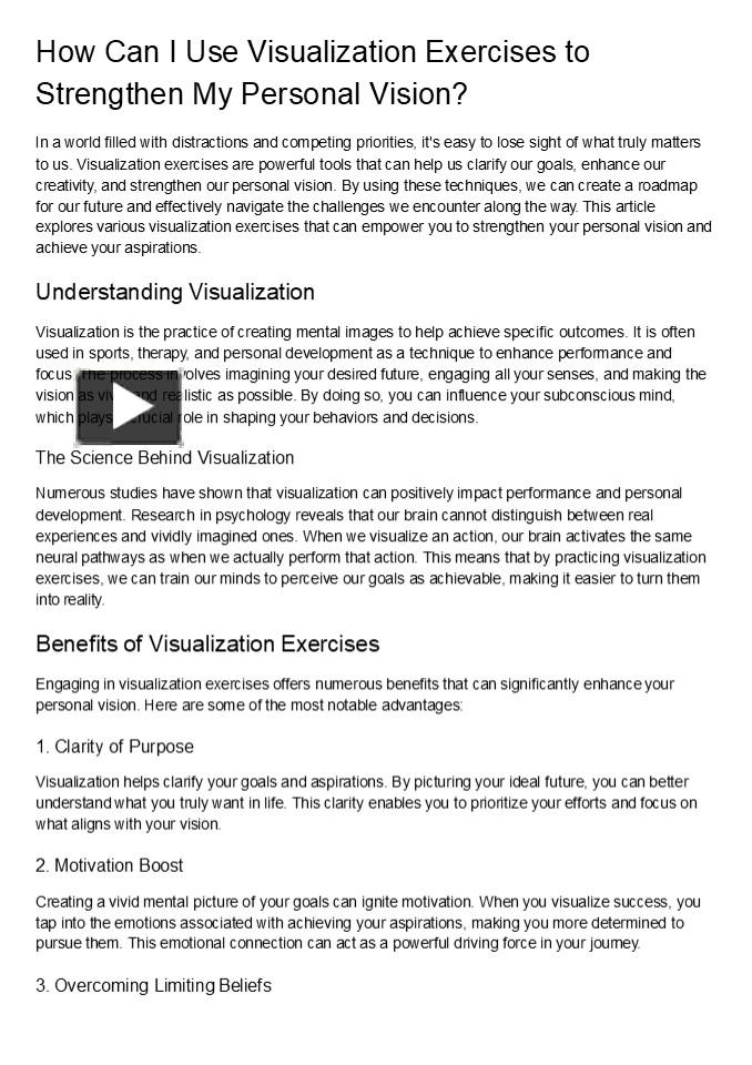PPT – How Can I Use Visualization Exercises to Strengthen My Personal Vision? PowerPoint ...