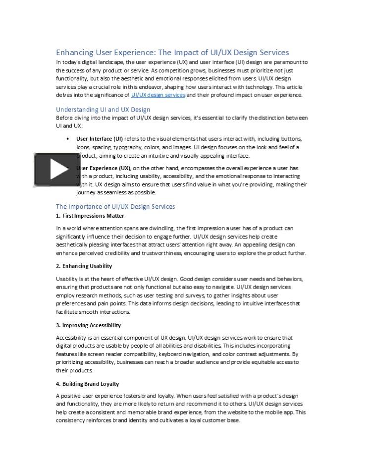 PPT – Enhancing User Experience: The Impact of UI/UX Design Services PowerPoint presentation ...