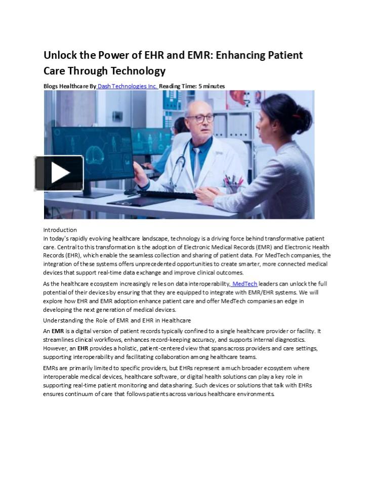 PPT – Unlock the Power of EHR and EMR: Enhancing Patient Care Through Technology PowerPoint ...