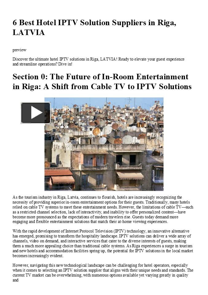 6 Best Hotel IPTV Solution Suppliers in Riga, LATVIA presentation | free to download