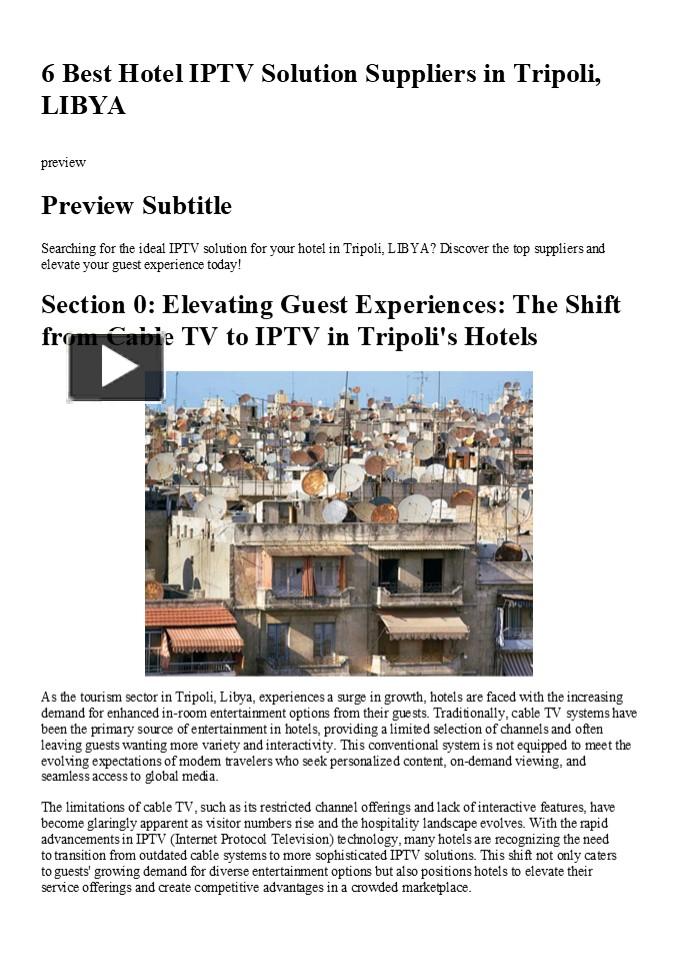 PPT – 6 Best Hotel IPTV Solution Suppliers in Tripoli, LIBYA PowerPoint presentation | free to ...