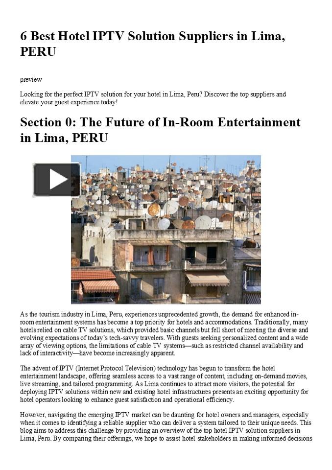 PPT – 6 Best Hotel IPTV Solution Suppliers in Lima, PERU PowerPoint presentation | free to ...