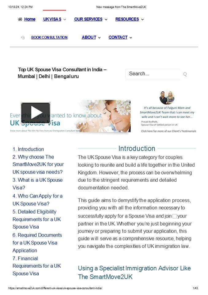 UK Spouse Visa Consultant India - Contact The SmartMove2UK presentation | free to download