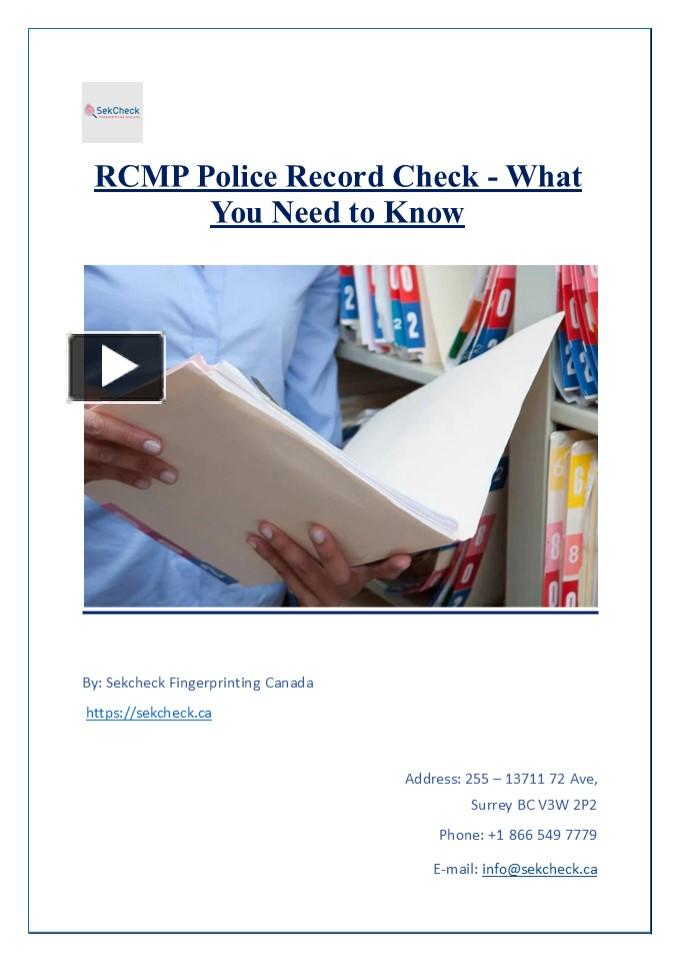 RCMP Police Record Check - What You Need to Know presentation | free to download