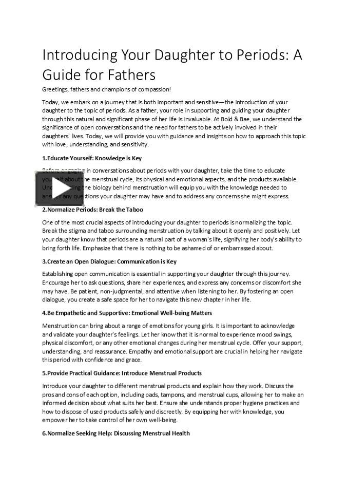 PPT – Introducing Your Daughter to Periods: A Guide for Fathers ...