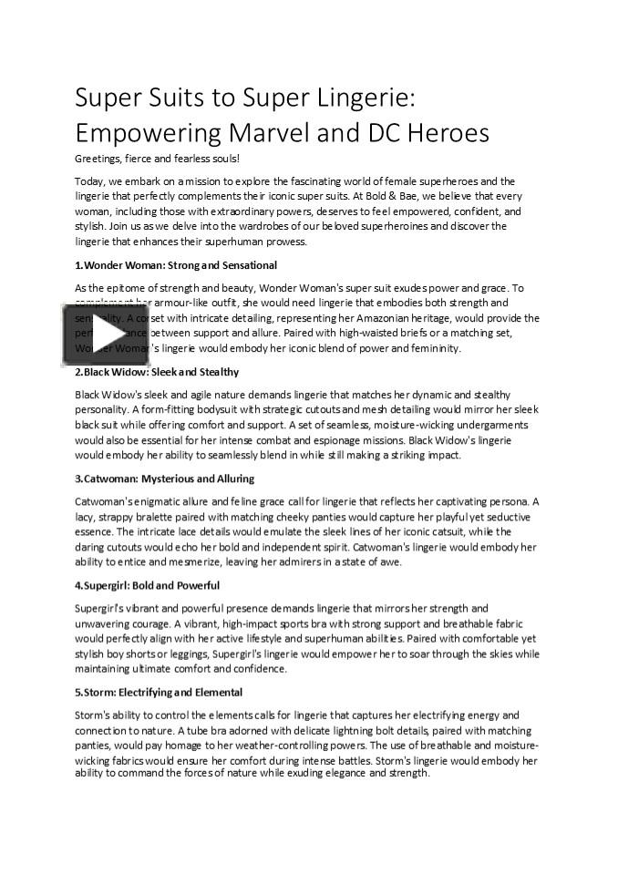 Super Suits to Super Lingerie: Empowering Marvel and DC Heroes presentation | free to download