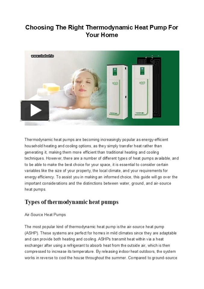 PPT – Choosing The Right Thermodynamic Heat Pump For Your Home PowerPoint presentation | free to ...