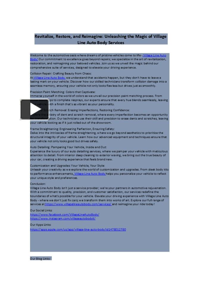 PPT – Revitalize, Restore, and Reimagine: Unleashing the Magic of Village Line Auto Body ...