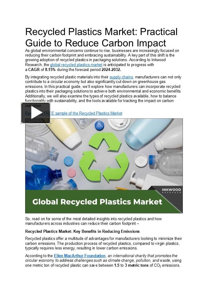 PPT – Recycled Plastics Market Analysis: Reducing Carbon Impact ...