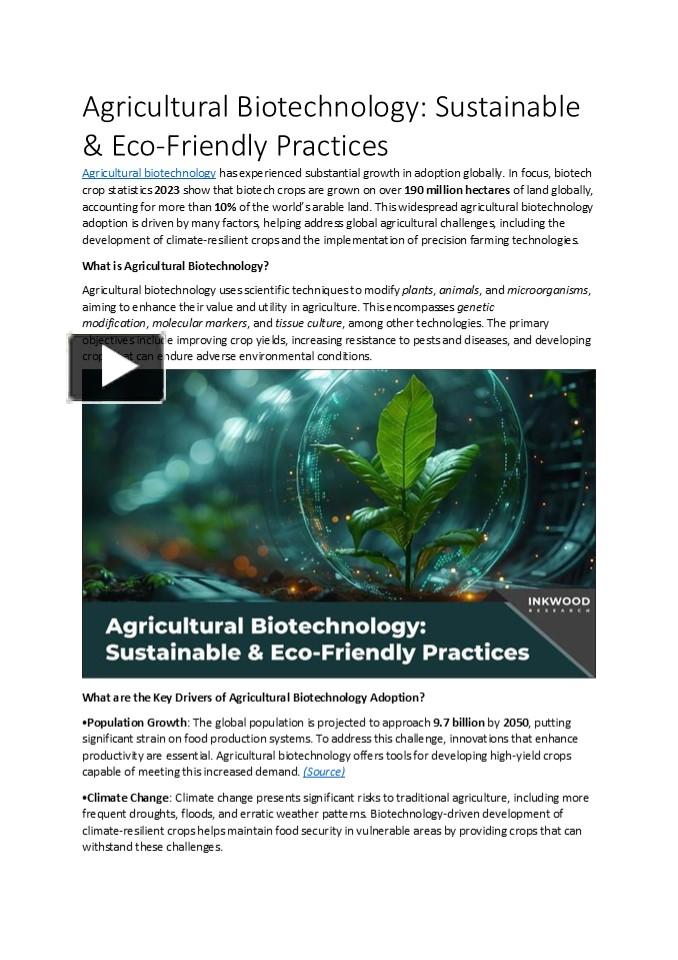 Agricultural Biotechnology: Sustainable & Eco-Friendly Practices ...