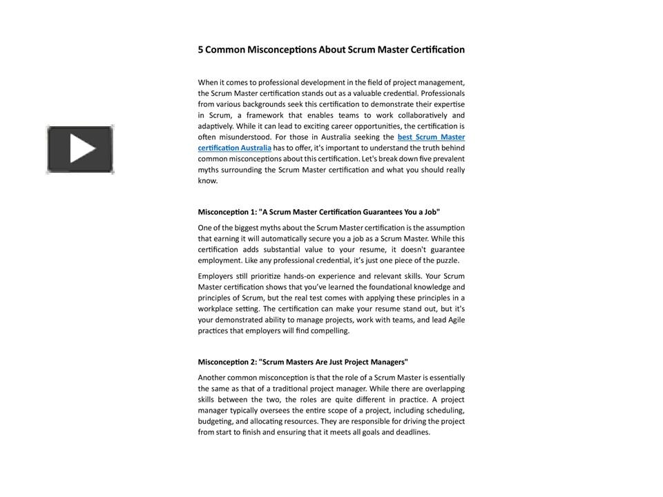 PPT – 5 Common Misconceptions About Scrum Master Certification PowerPoint presentation | free to ...
