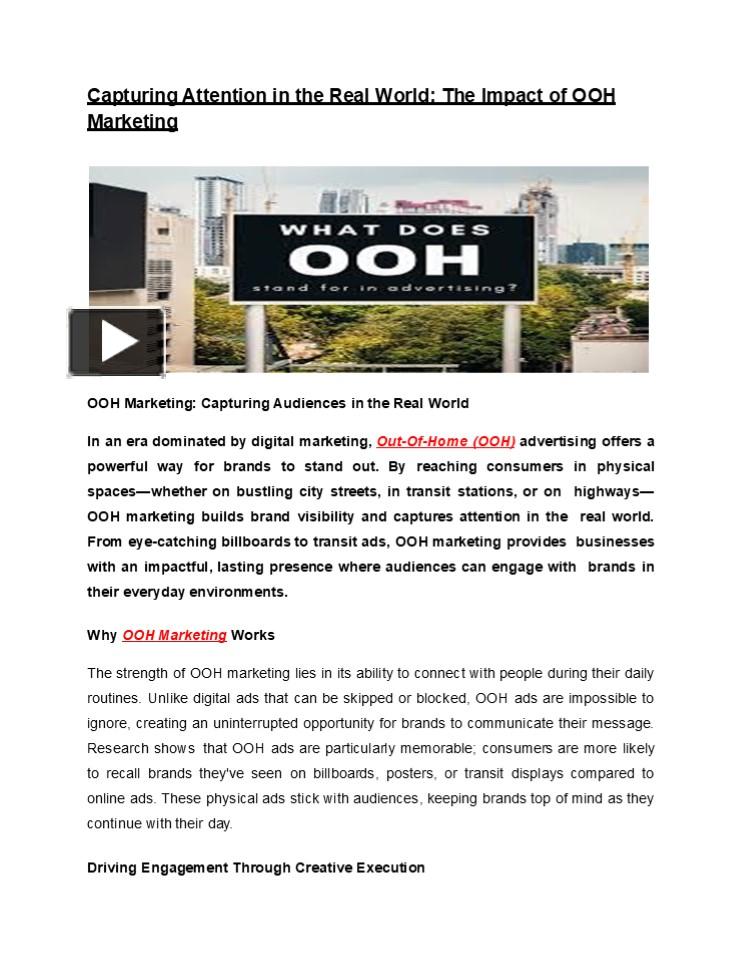 PPT – Capturing Attention in the Real World: The Impact of OOH Marketing PowerPoint presentation ...