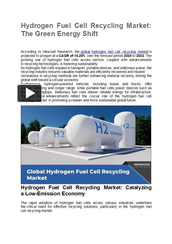 PPT – Hydrogen Fuel Cell Recycling Market: The Green Energy Shift PowerPoint presentation | free ...