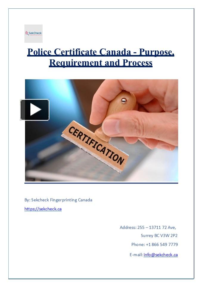 PPT – Police Certificate Canada - Purpose, Requirement and Process PowerPoint presentation ...