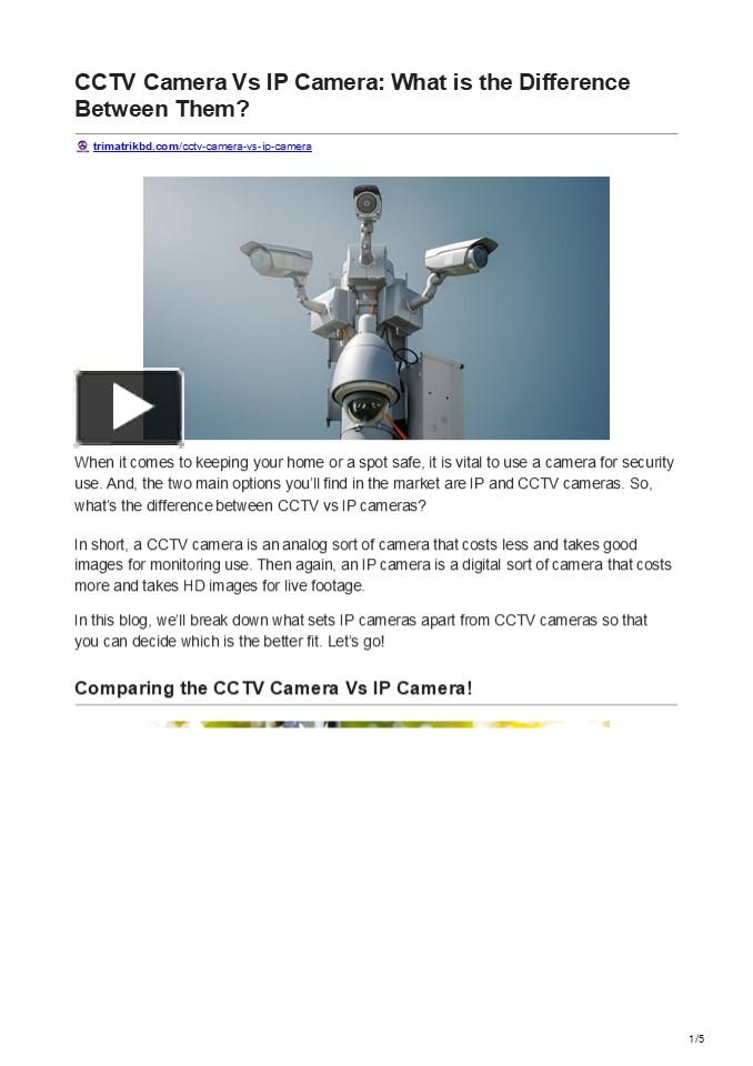 CCTV Camera Vs IP Camera: What is the Difference Between Them? presentation | free to download