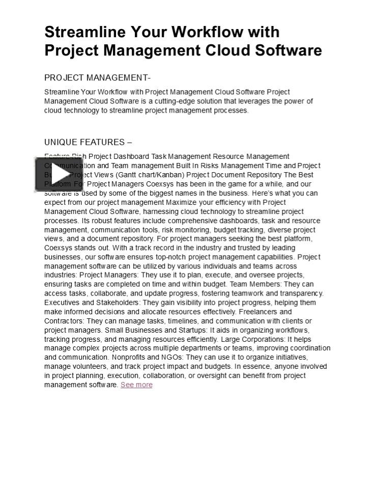 Ppt Streamline Your Workflow With Project Management Cloud Software Powerpoint Presentation