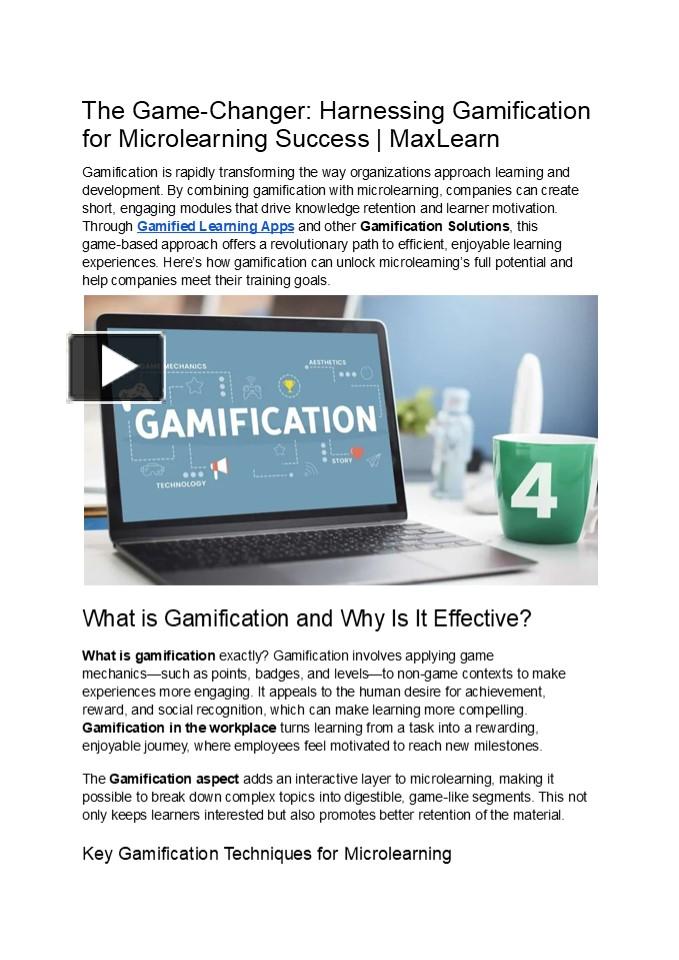 PPT – The Game-Changer: Harnessing Gamification for Microlearning Success | MaxLearn PowerPoint ...
