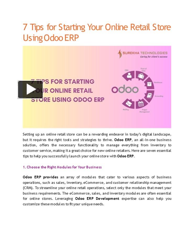 PPT – 7 Tips for Starting Your Online Retail Store Using Odoo ERP PowerPoint presentation | free ...