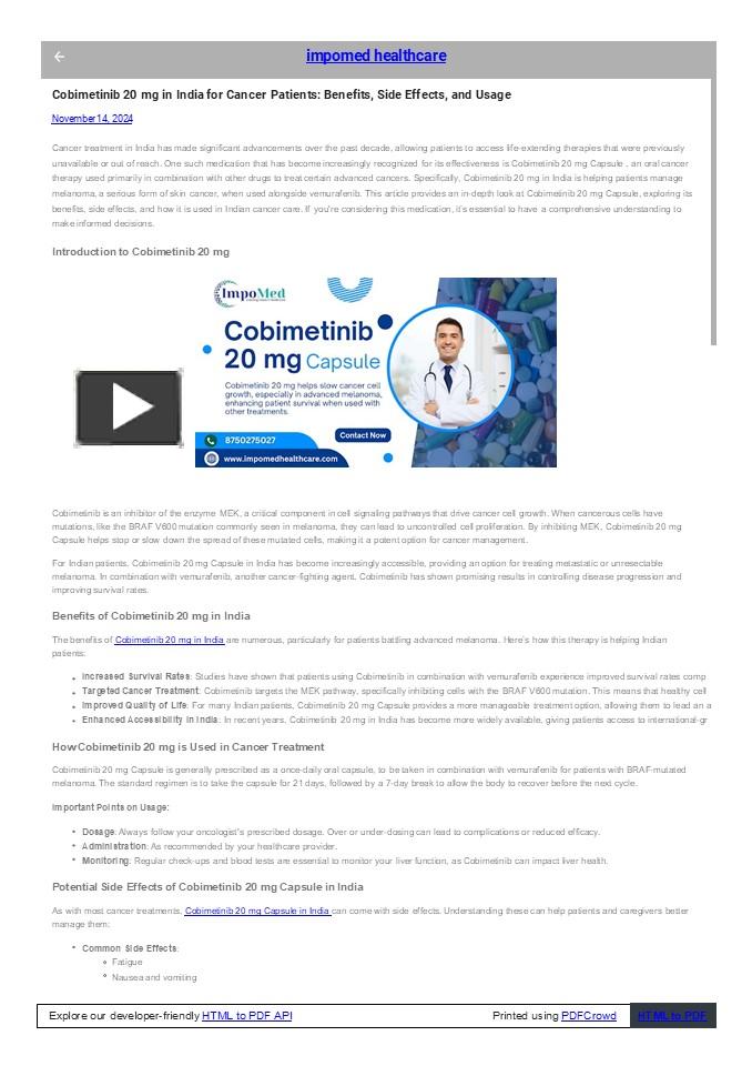 PPT – Cobimetinib 20 mg Capsule in India: Essential Facts and Usage Tips PowerPoint presentation ...
