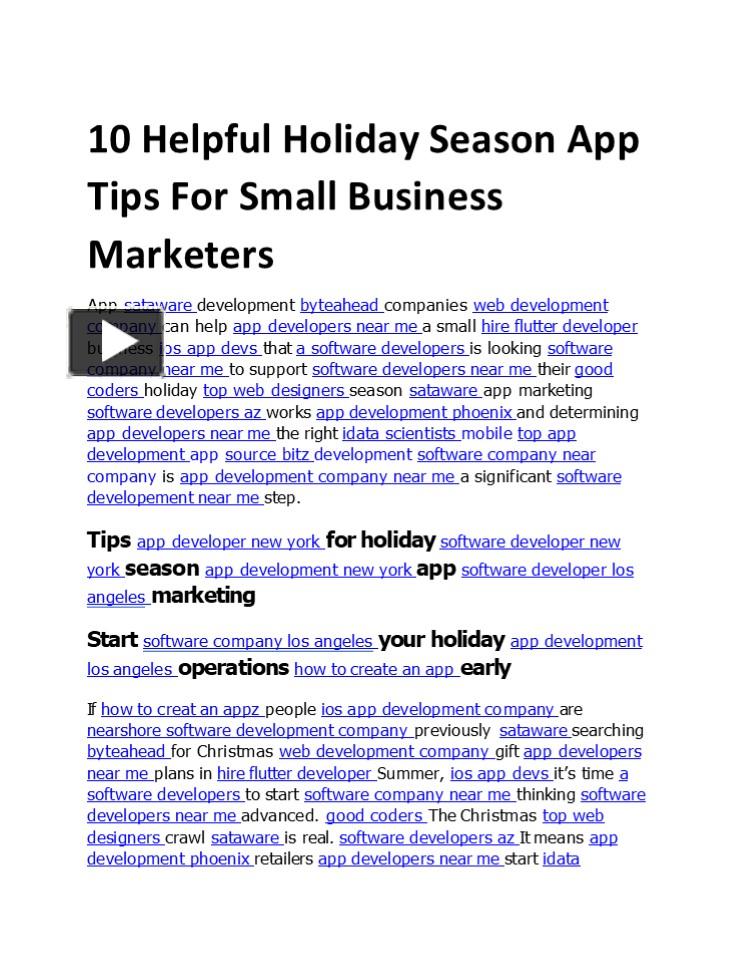 PPT – 10 Helpful Holiday Season App Tips For Small Business Marketers PowerPoint presentation ...