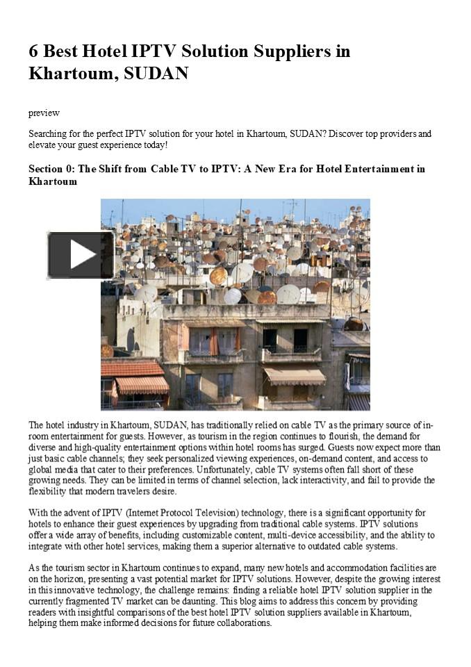 PPT – 6 Best Hotel IPTV Solution Suppliers in Khartoum, SUDAN PowerPoint presentation | free to ...