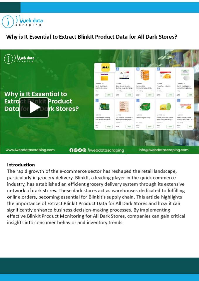Essential Steps to Extract BlinkIt Product Data from All Dark Stores presentation | free to download