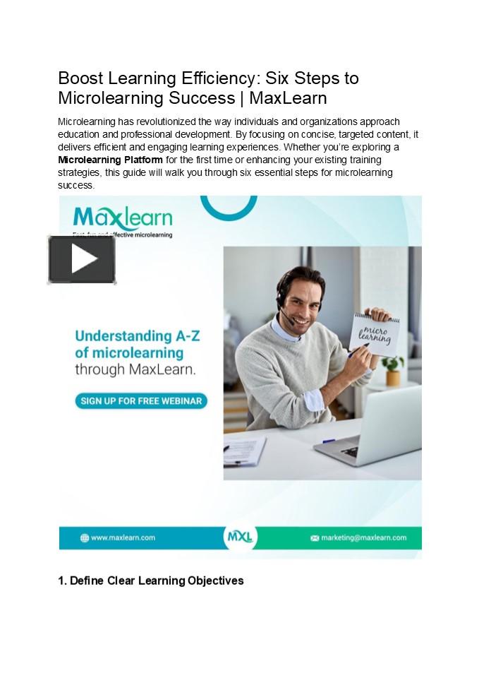 PPT – Boost Learning Efficiency: Six Steps to Microlearning Success | MaxLearn PowerPoint ...