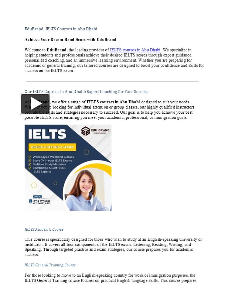 PPT – EduBrand: IELTS Courses in Abu Dhabi PowerPoint presentation | free to download - id ...