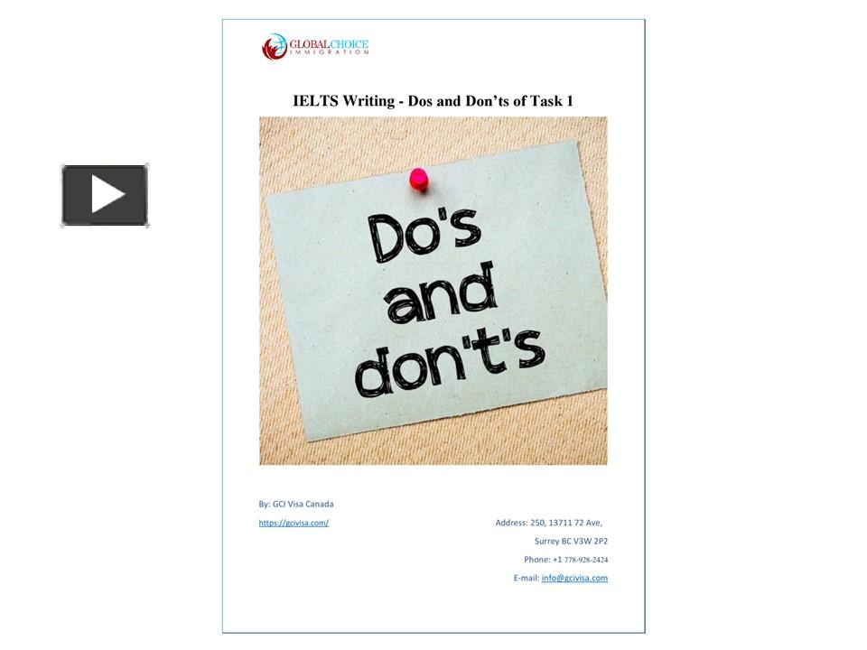 PPT – IELTS Writing - Dos and Don’ts of Task 1 PowerPoint presentation ...