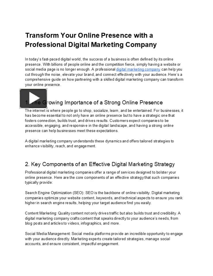 PPT – Transform Your Online Presence with a Professional Digital Marketing Company PowerPoint ...