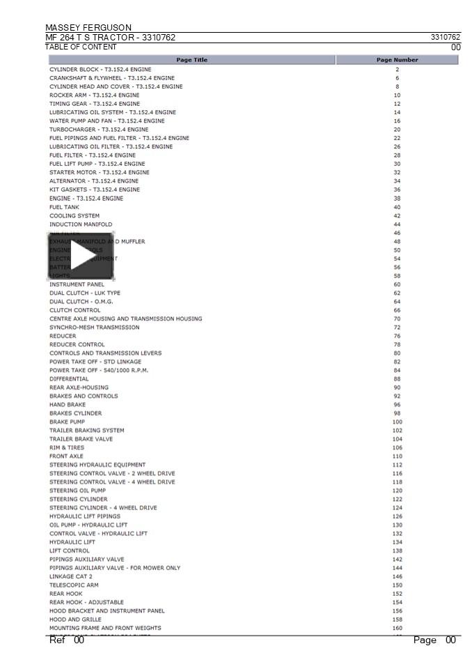 Massey Ferguson MF 264 T S TRACTOR Parts Catalogue Manual Instant Download presentation | free ...