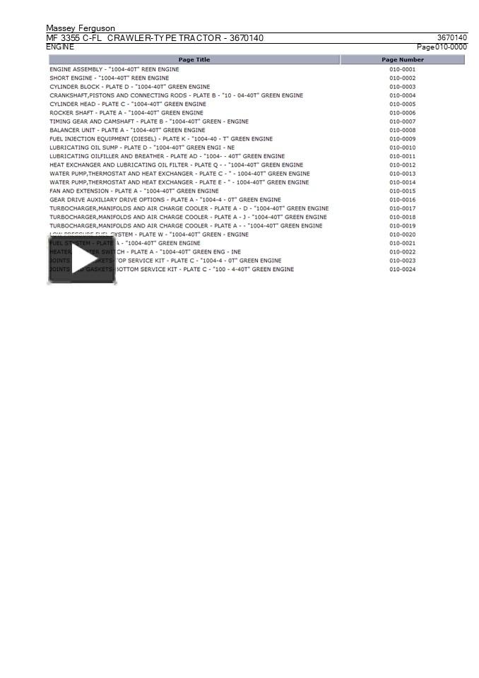 PPT – Massey Ferguson MF 3355 C-FL CRAWLER-TYPE TRACTOR Parts Catalogue Manual Instant Download ...