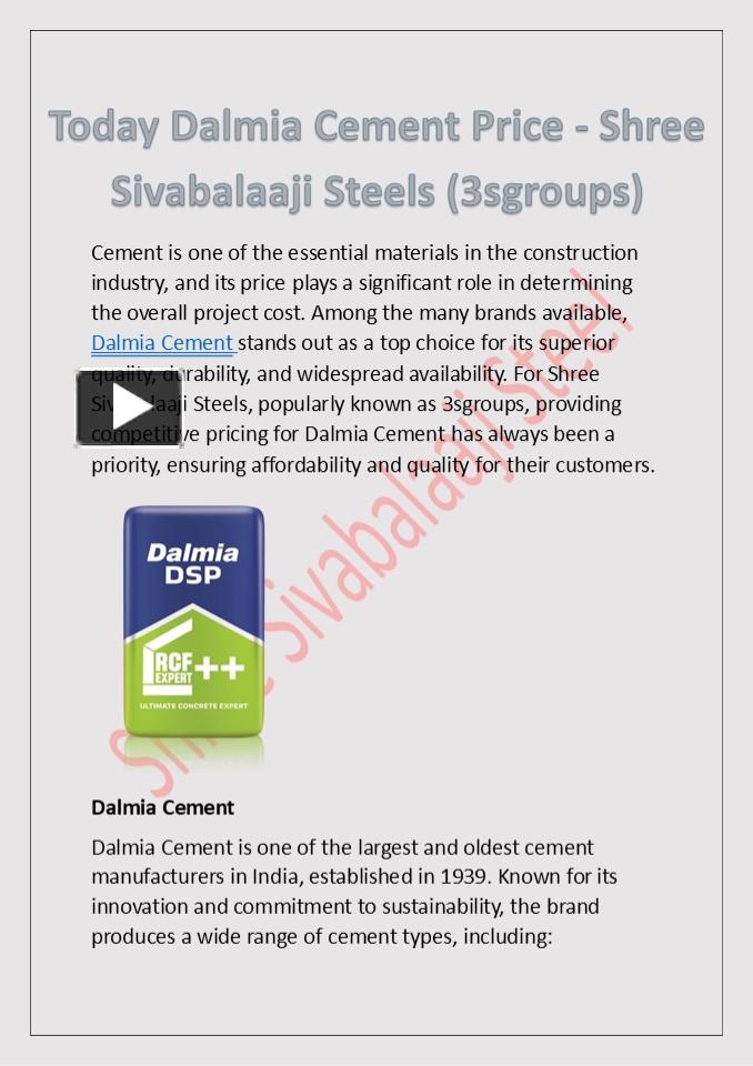 PPT – Today Dalmia Cement Price - Shree Sivabalaaji Steels (3sgroups) PowerPoint presentation ...