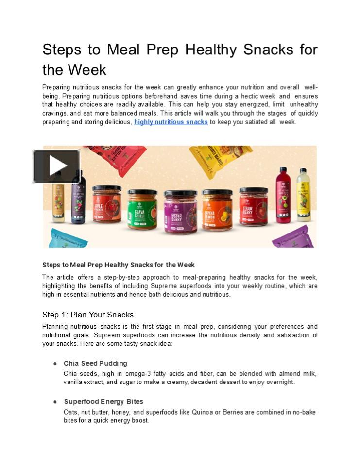 Steps to Meal Prep Healthy Snacks for the Week presentation | free to download