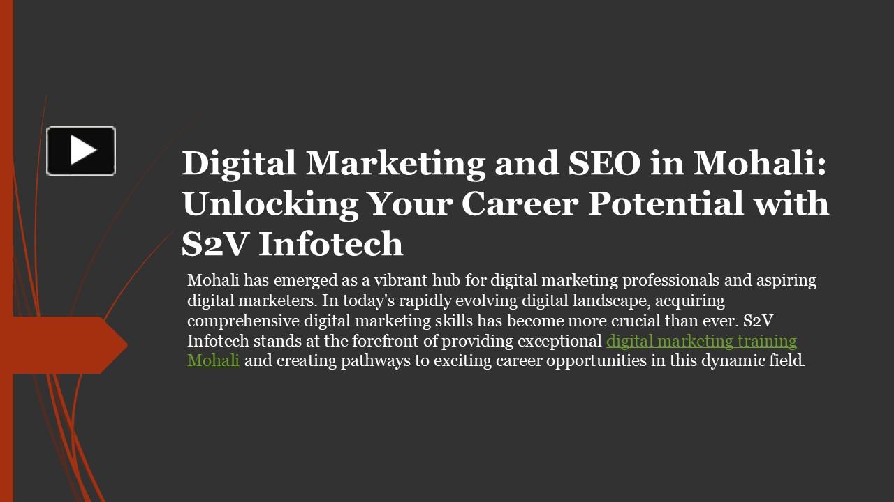 PPT – Digital Marketing and SEO in Mohali: Unlocking Your Career Potential with S2V Infotech ...
