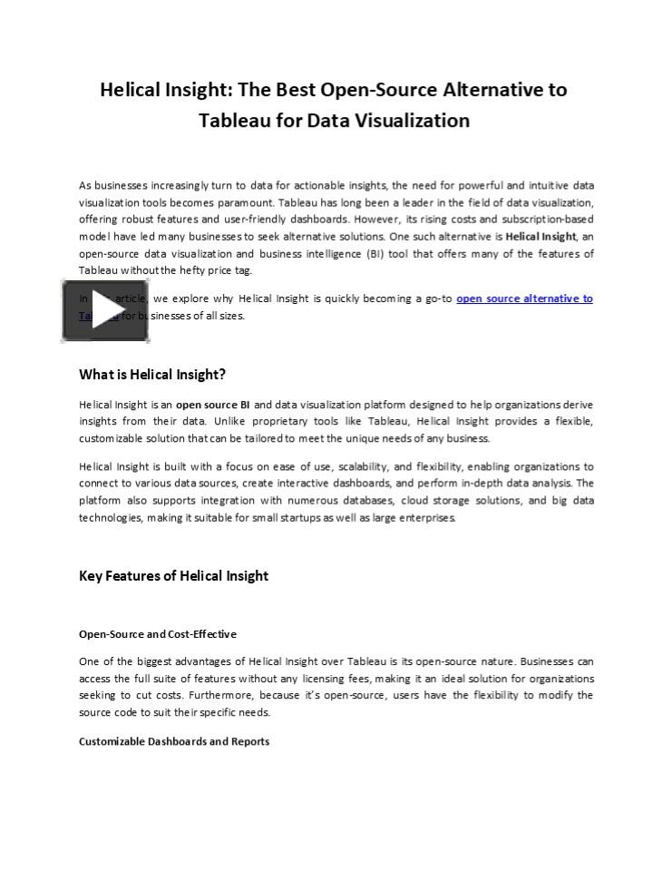 Ppt Helical Insight The Best Open Source Alternative To Tableau For Data Visualization