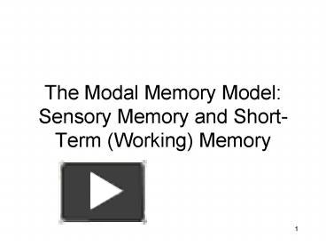 The Modal Memory Model: Sensory Memory and ShortTerm Working Memory presentation | free to view