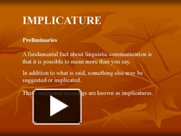 IMPLICATURE presentation | free to view
