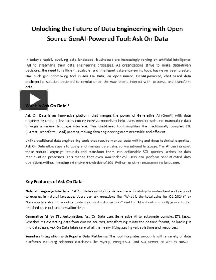 Unlocking The Future Of Data Engineering With Open Source Genai Powered