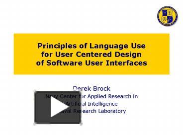 PPT – Principles of Language Use for User Centered Design of Software User Interfaces PowerPoint ...