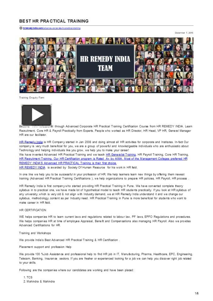 PPT – HR Practical Training in Pune PowerPoint presentation | free to download - id: 9b97a4-ZDcyM