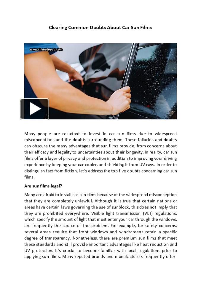 PPT – Clearing Common Doubts About Car Sun Films PowerPoint presentation | free to download - id ...