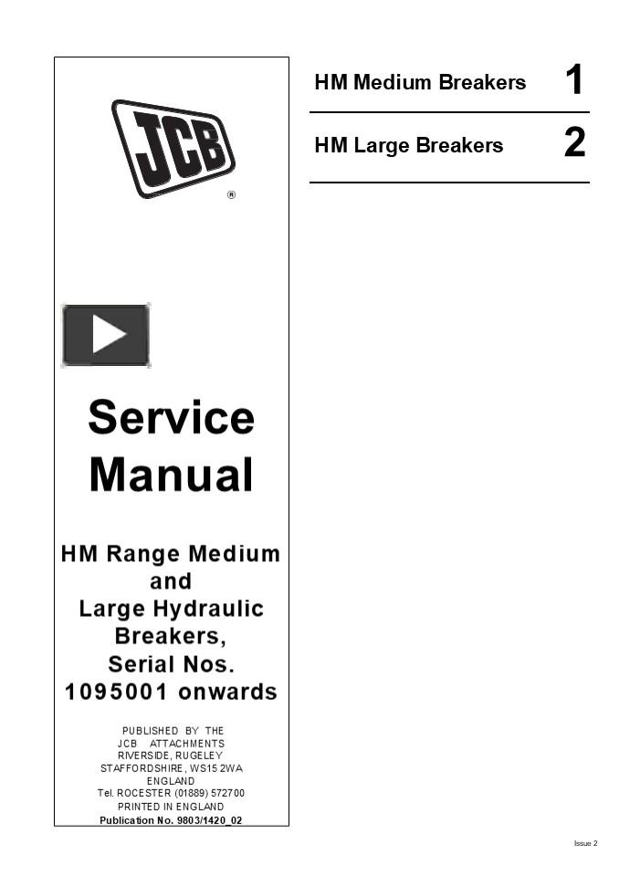 JCB HM Range Medium and Large Hydraulic Breakers Service Repair Manual Instant Download ...