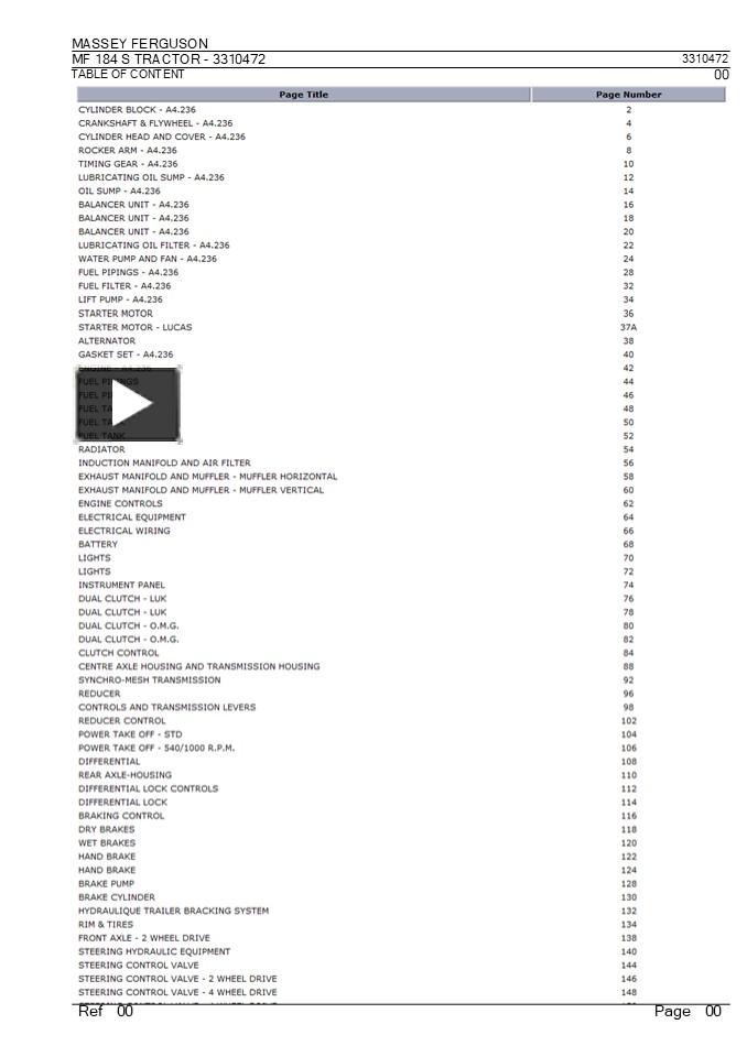 Massey Ferguson MF 184 S TRACTOR Parts Catalogue Manual Instant Download presentation | free to ...