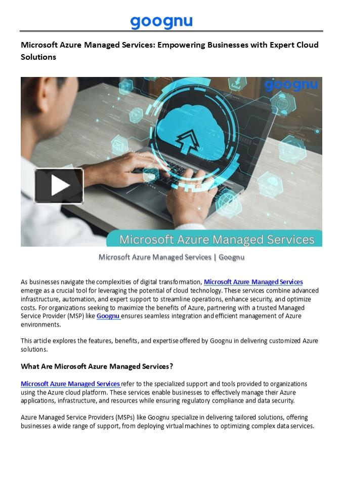 PPT – Microsoft Azure Managed Services | Goognu PowerPoint presentation | free to download - id ...