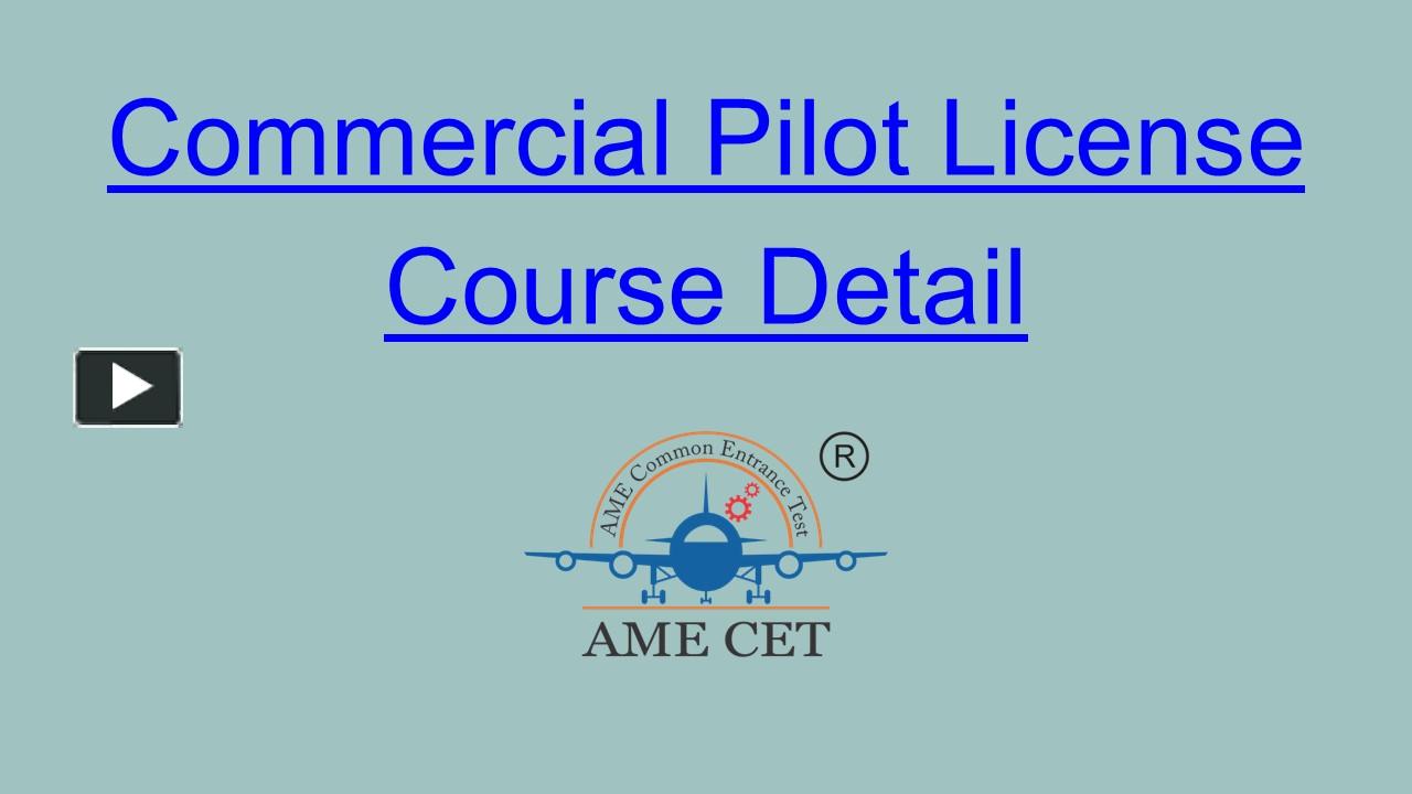 PPT – Introduction to Commercial Pilot Course in India PowerPoint presentation | free to ...