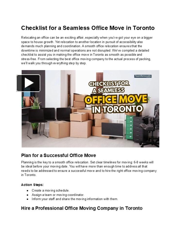 PPT – Checklist for a Seamless Office Move in Toronto PowerPoint presentation | free to download ...