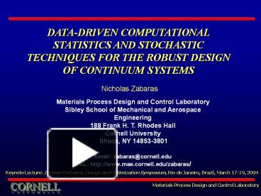 DATA-DRIVEN COMPUTATIONAL STATISTICS AND STOCHASTIC TECHNIQUES FOR THE ROBUST DESIGN OF ...